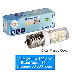 Simba Lighting LED E17 Microwave Appliance Light Bulb (2 Pack) 4W T8 40W Incandescent Replacement for Under Hood, Stove Top, Range, 120V, Intermediate Screw Base, Non-Dimmable, 6000K Daylight