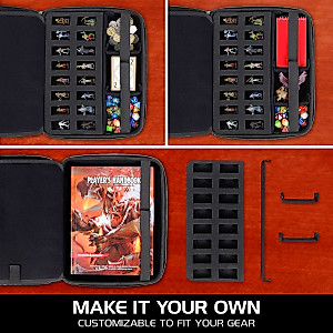 ENHANCE DnD Binder - Collector's Edition RPG Organizer Case with Built-in Character Sheet Holder and Erasable Scribe Panel, Dice Rolling Area, Removable Pen Pouch, Miniature Foam Tray (Dragon Black)