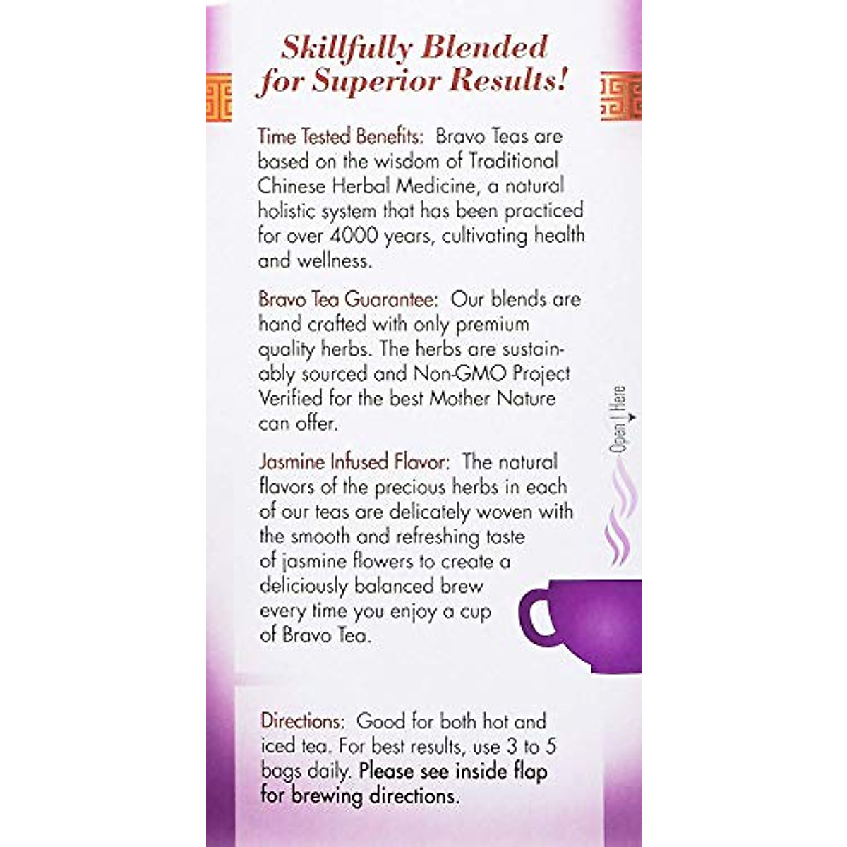 Bravo Tea Cholesterol Health Herbal Tea Caffeine Free, 20 Tea Bags, 2 Count