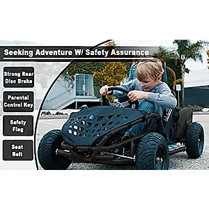 FRP Baja-X 48V 1000W Brushless Electric Go Kart, 3-Speed Setting Go Kart W/Forward & Reverse, Racing Go Cart Up to 20 mph W/Foot Pedal & Foot Break, Go Cart Support Up to 175 Lbs