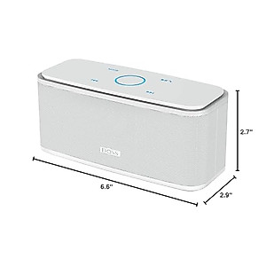 DOSS SoundBox Touch Wireless Bluetooth Speaker with 12W HD Sound and Bass, IPX5 Water-Resistant, 20H Playtime, Handsfree, Portable for Office, Home, Outdoor, Travel-White