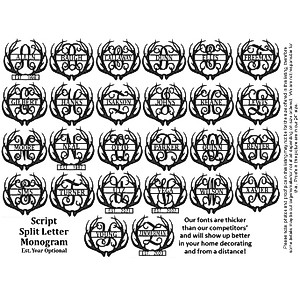 PK Décor Deer Antler Decor with Family Last Name with Established Year, Metal ACM Buck Antlers Sign Gift, Rustic Initial Monogram Door Hanger, QUICK Ship (Split Letter Established Year)