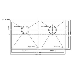 Dawn SRU301616R Undermount Small Corner Radius Double Bowl Sink, Polished Satin