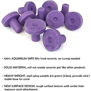Reefing Art Ceramic Coralline Purple Coral Frag Plugs 100 Pack Free Aquarium Glue for SPS LPS