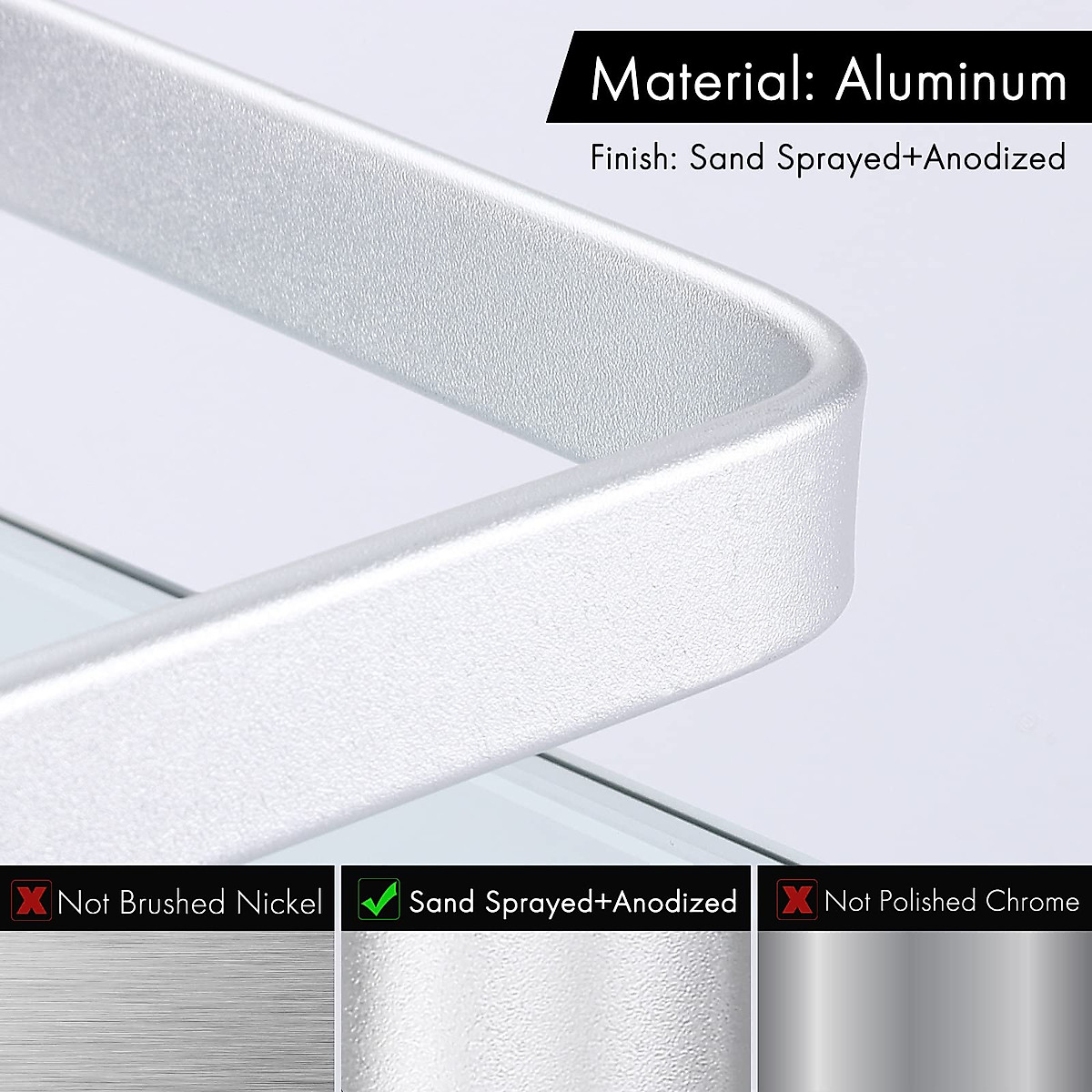 KES Glass Shelf for Bathroom, Glass Bathroom Shelf Floating Glass Shelf for Wall Aluminum Extra Thick 8MM Tempered Glass Shelf 3 Pack 1 Tier Rectangular Wall Mount Silver,A4126A-P3