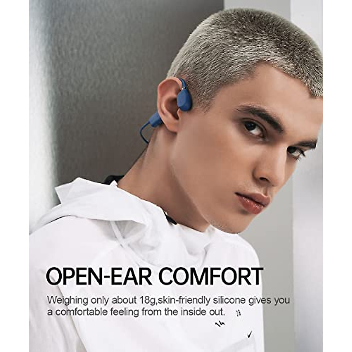 Sanag Open-Ear Wireless Earphones Air Conduction Headphones Bluetooth 5.0 with Mic,Titanium Lightweight,Waterproof,Music Answer Phone Call for Running Hiking Driving Cycling