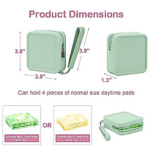 Desing Wish Silicone Period Bag with Wrist Strap, Portable Sanitary Pad Storage Bag for Sanitary Napkins/Tampons Imitation-Skin-Texture Pad Pouch First Period Gifts for Teen Girls (Green)