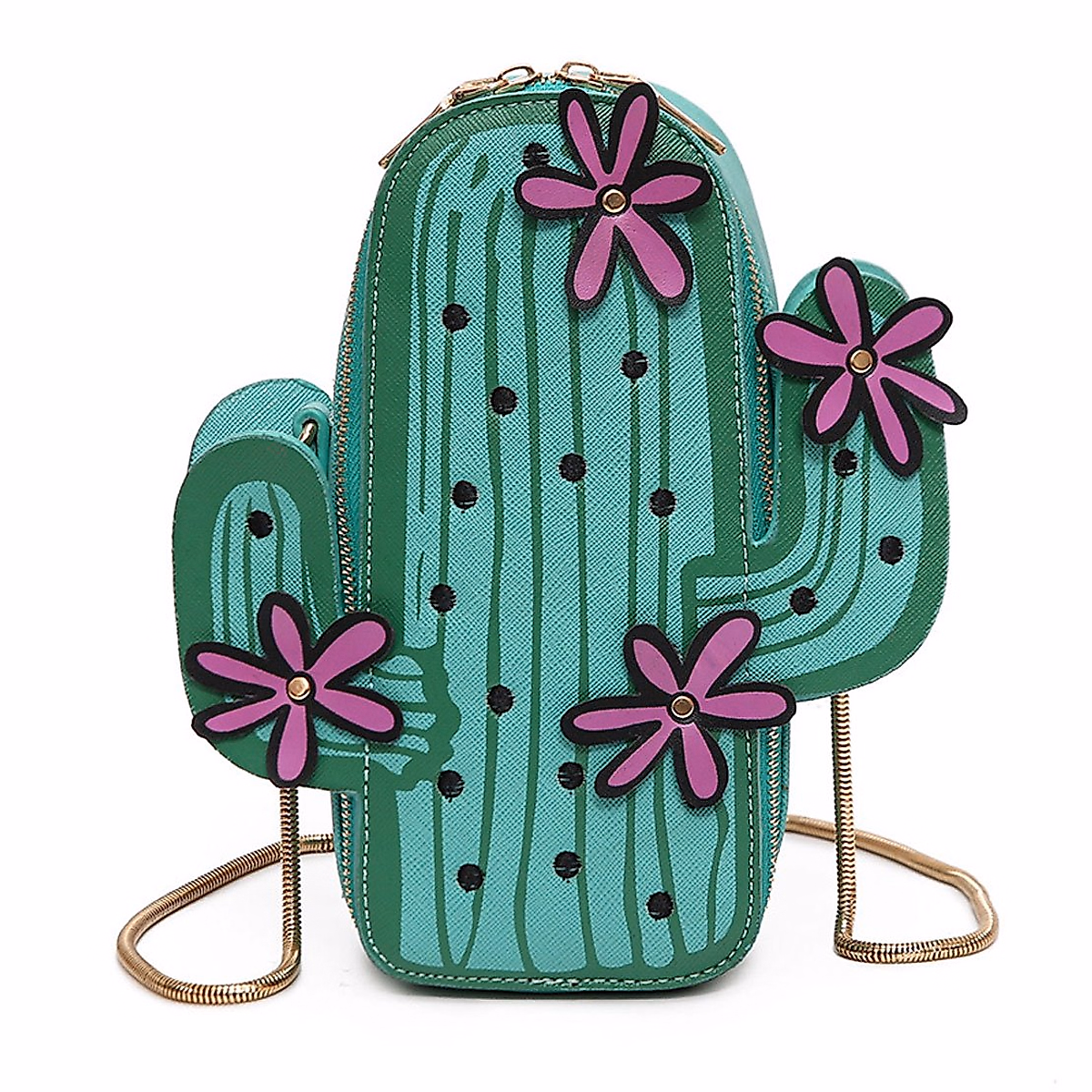 MILATA Women Cactus Shape PU Leather Mini Cross Body Bag Cute Purses Shoulder Chain Bag