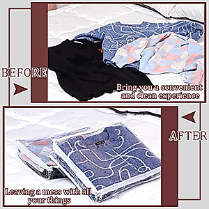 6 Pieces Zippered Storage Bags Clear Sweater Storage Bag PVC Plastic Storage Bags for Blankets Clothes Closet Quilt Pillow Bed Sheet Organizer with Zipper and Label (14.2 x 12 x 3.2 Inch)