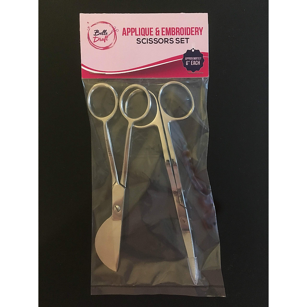 6 Inch Stainless Steel Applique Duckbill Scissors Blade with Offset Handle & 6 Inch Machine Embroidery Double Curved Scissors Bundle