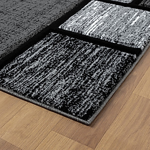 HADBA Geometric Area Rug - Decorative Home & Office Rug - Indoor Carpet for Living Room, Bedroom, Family or Dining Room - Non-Fading Polyester, Stain-Proof - Made in Turkey, Grey 5x7 ft