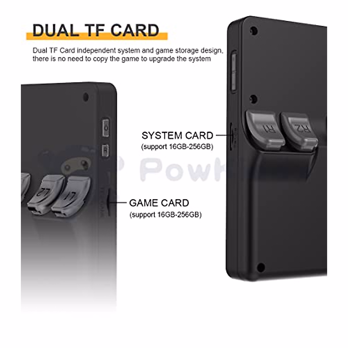 Powkiddy RGB20S Handheld Arcade Game Console, 3.5 Inch Retro Video Game Console, Open Source Game Player, Gift for Children (128G, Black)