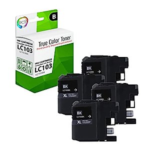 TCT Compatible Ink Cartridge Replacement for Brother LC103 LC103BK Black Works with Brother MFC-J470DW J475DW J6920DW J285DW J870DW Printers (600 Pages) - 4 Pack