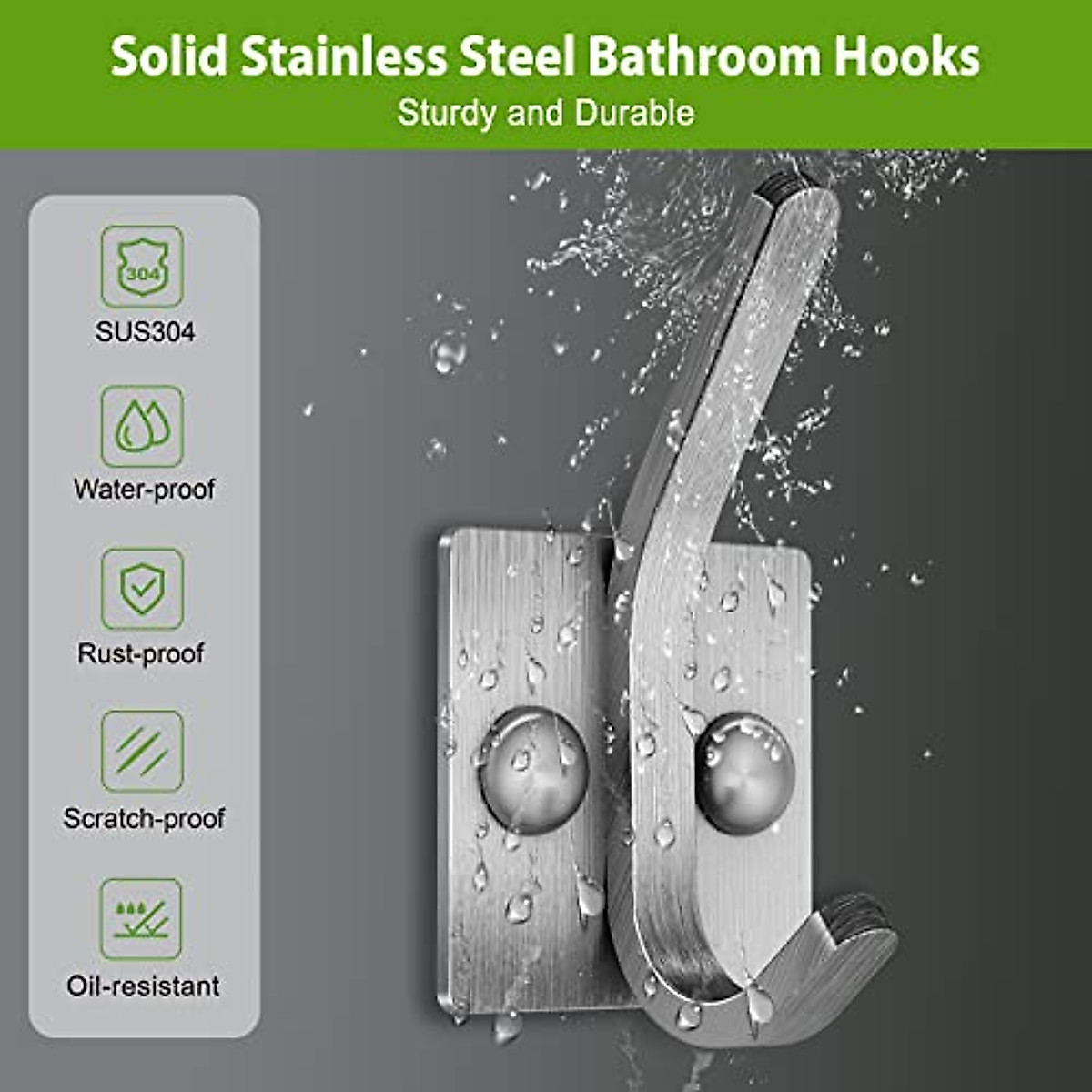 Wall Hooks 4 Pack , Heavy Duty Wall Hooks Aluminum Hooks for Hanging Coat, Hat, Towel, Robe, Key, Clothes, Towel Hook Wall Mount for Home, Office, Kitchen, Bathroom (w 8 Additional Sticky Hooks)