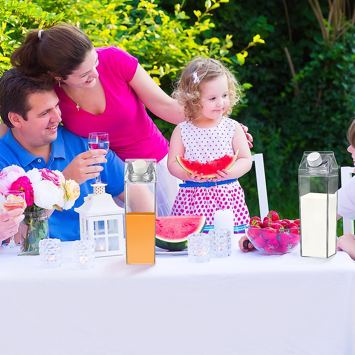 17 oz Milk Carton Water Bottles Clear Plastic Milk Box Portable Reusable Square Juice Bottles for Outdoor Sports Travel Camping Activities(6 Pieces)