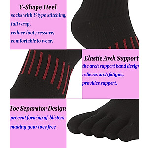 Women Toe Socks Low Cut No Show Wicking 5 Finger Split Cotton Athletic 6 Pack