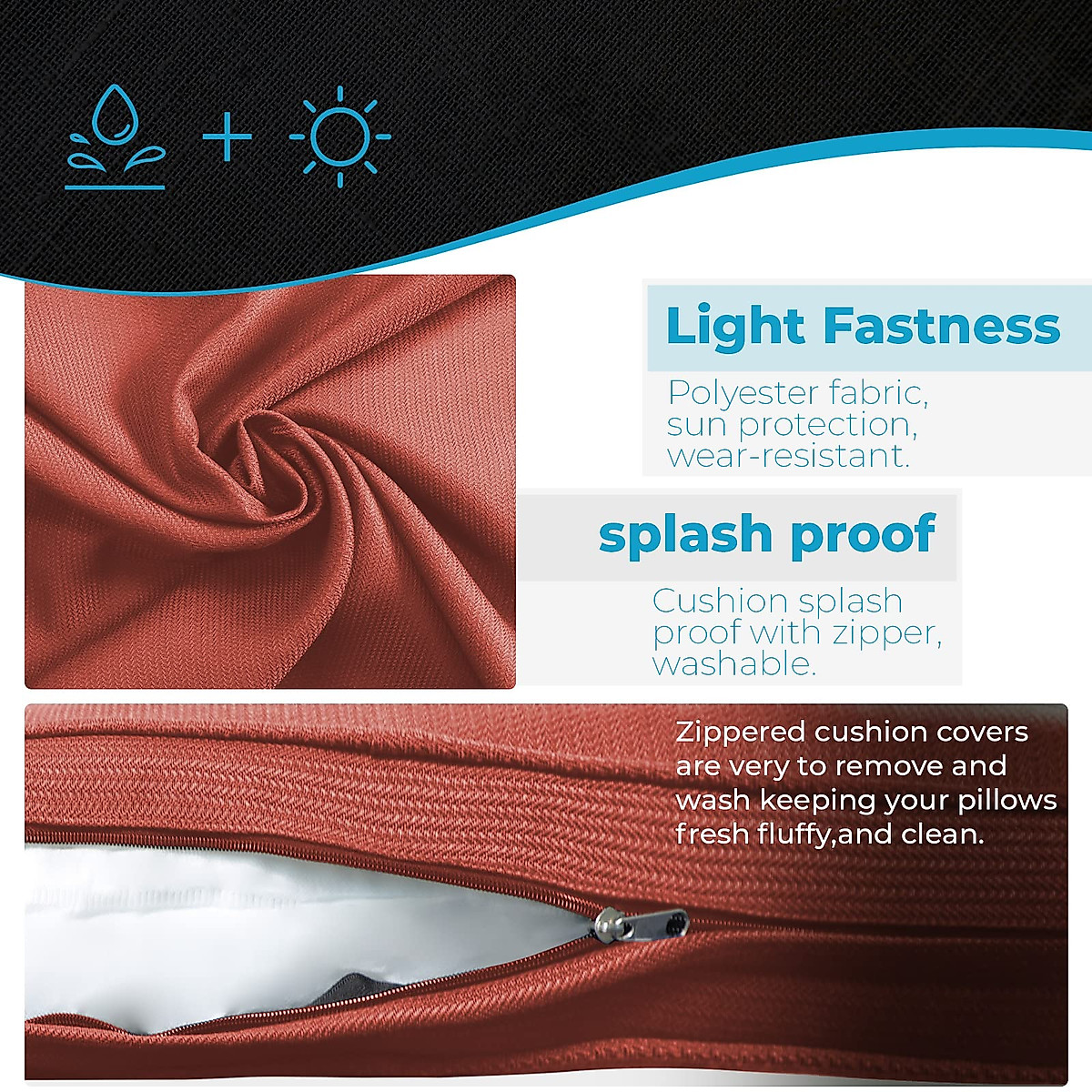 Incbruce 8 Piece Outdoor Patio Cushion Covers Replacement, Outdoor Cushion Slipcovers(4 Seat Covers and 4 Back Covers) with Zipper for Outdoor Furniture, Patio Sofa Couch(Orange)