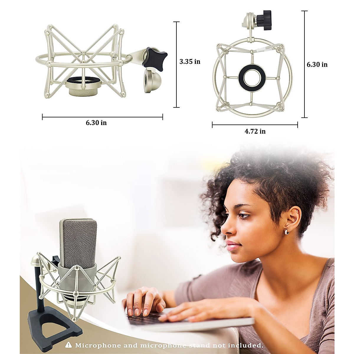 TLM 103 Shock Mount - Microphone Mount Compatible for Neumann TLM 103 M147 Condenser Mic by SUUNTOK,Silver