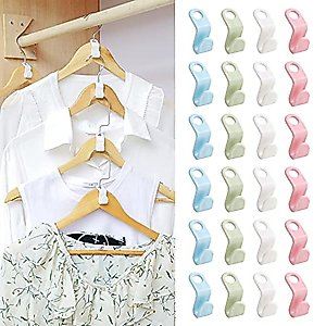 120Pcs Clothes Hanger Connector Hooks, Thicken, Load 30 Pounds, Used in Closet Space Savers and Organizer Closets(Pink, Blue, Green and White)