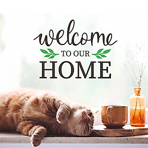 OLYCRAFT 2Pcs Self-Adhesive Silk Screen Printing Stencil Welcome Stencil "Welcome to our HOME" Reusable Mesh Stencils Transfer Washable Home Decor for DIY T-Shirt Fabric Painting - 8.6x11 Inch