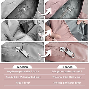 WOOMADA Foldable Travel Duffel Bag, Weekender Bags for Women, Tote Bag with Expandable Space, Carry on bags for airplanes with Wet Pocket & Trolley Sleeve, Gym Bag for Women, Lightweight (aquamarine)