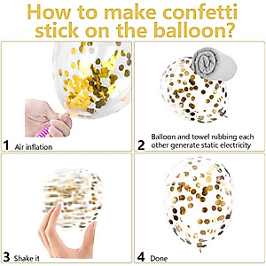 Kelfara Metallic Gold Balloons 60Pcs 12 inch Metallic Gold and Confetti Latex Balloon Bulk for Birthday Party Bridal Shower Wedding Engagement Anniversary Prom Decorations with Gold Ribbon