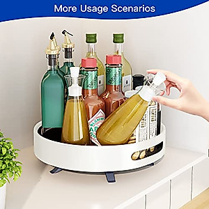 DIHUMK Lazy Susan Organizer Turntable for Kitchen Cabinet Pantry Bathroom or Countertop with Large Spice Rack Steel (12 Inch, White)