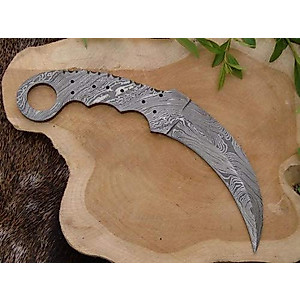 Damascus Steel Blank Blade Custom Handmade 9" Hunting Karambit Knife Blank Blades for knife making