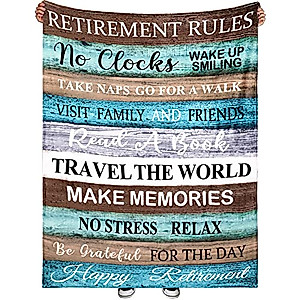 WILLBOND Retirement Gifts for Men Women Blanket Funny Retired Teacher Flannel Soft Fleece Nurse Blankets & Throws Gift Camping Throw Bed Police Coworker (Retro Style)