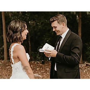 UNITED ESELL Ivory Wedding Vow Books His and Hers – Black Foil Bride and Wedding Notebook with 28 Pages - 5,9" x 3.9" – Vow Renewal - Bridal Shower Gifts - Time Capsule Love Letter (Black)