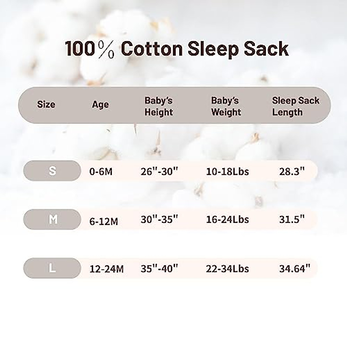 PRIMLECT Sleep Sack, 100% Cotton Muslin Baby Wearable Blanket, Double Zipper Toddler Sleeping Sack, TOG 0.5, 6-12 Months for Babies