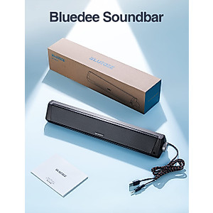 Computer Speakers, Bluetooth Soundbar, HiFi Stereo, 3.5mm Aux-in Connection, USB Powered Speakers for Desktop Monitor, PC, Laptop, Tablets
