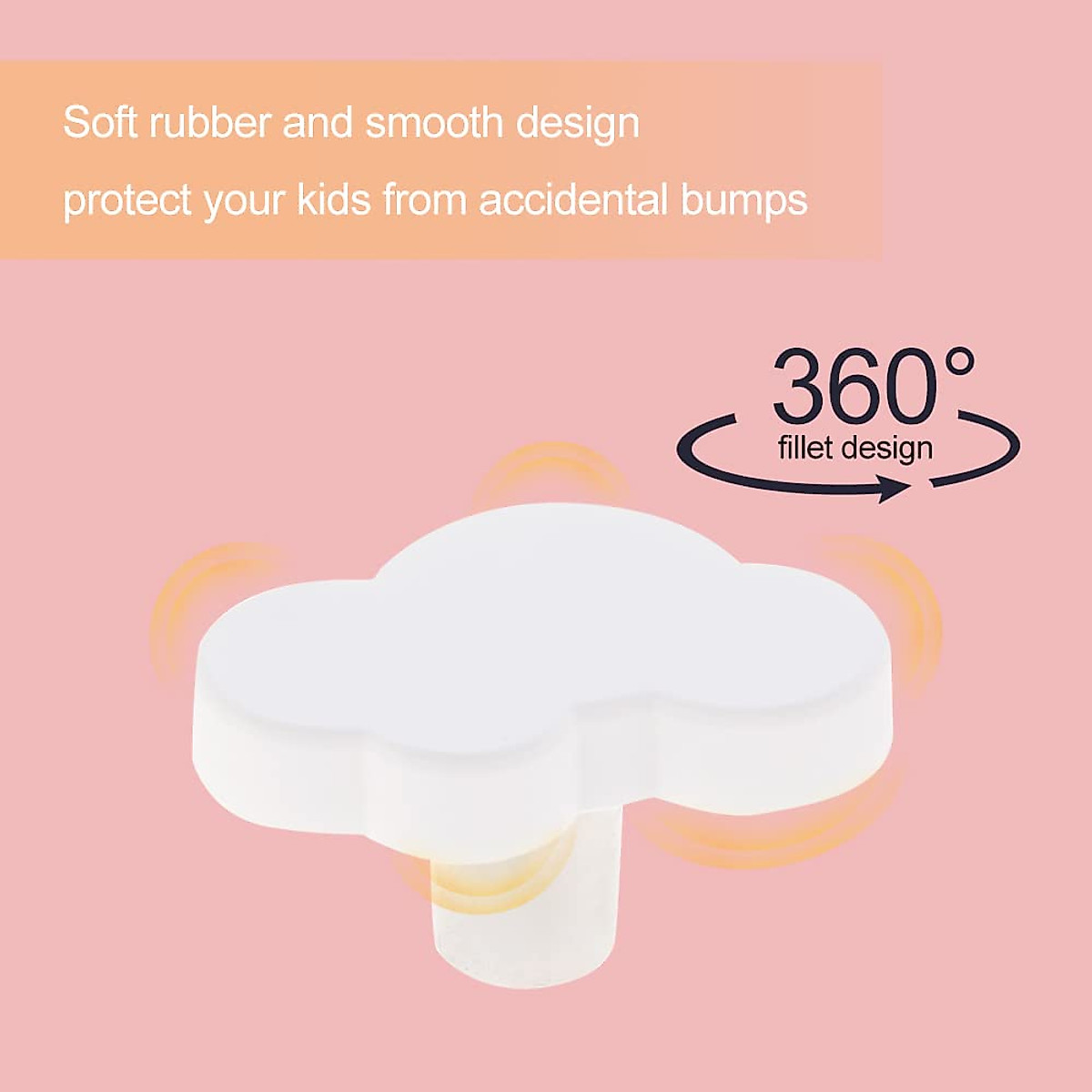 Mgoodoo Cloud Cartoon Kids Room Knob, 4.5cm Cute White Dresser Handles Soft Rubber Decor Pull for Door Wardrobe Toy Organizer Box Bookcase Bedroom Single Hole