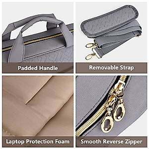 HXLGMD Laptop Bag 15.6 Inch Protective Laptop Shoulder Bag Computer Carrying Case Compatible with MacBook Pro 16 inch, HP, Dell, Lenovo, Asus, Messenger Office Bag with Strap - Grey