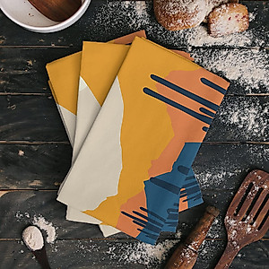 Kitchen Dish Towels 2 Pack-Super Absorbent Soft Microfiber,Cartoon Yellow Mountains Cactus Desert Sun Setting Cleaning Dishcloth Hand Towels Tea Towels for Kitchen Bathroom Bar