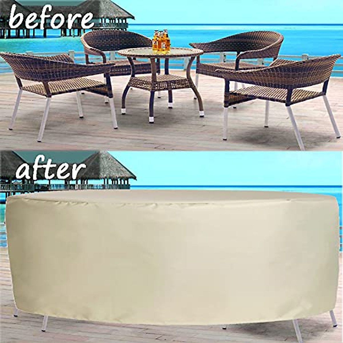 RURGLY 24x24 in Round Garden Patio Furniture Table Cover Waterproof, 420D Heavy Duty Fabric-Double, Breathable Outdoor Furniture Cover