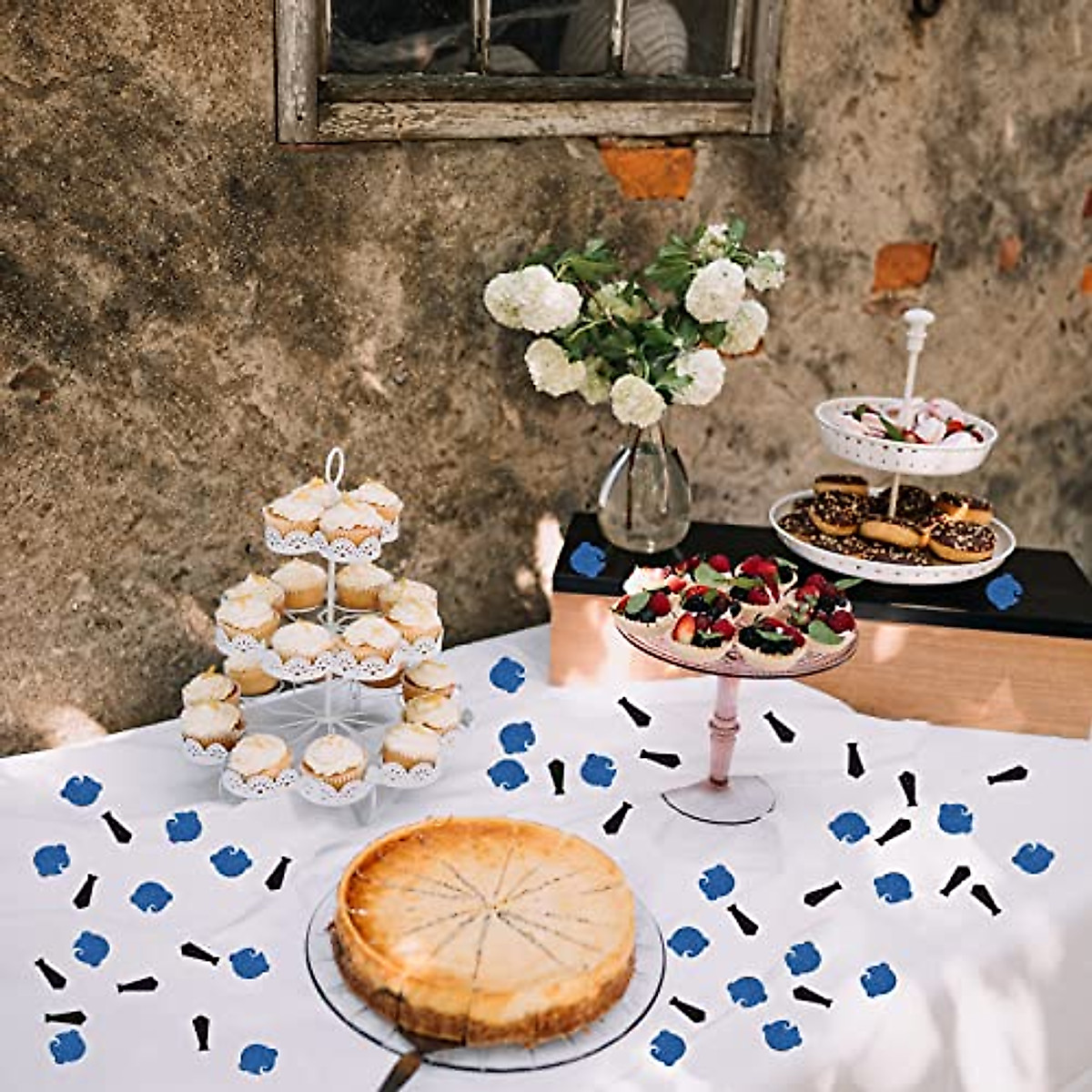 Halodete Boss Baby Confetti - Boy Birthday Party Table Decorations - Baby Shower Gender Reveal Confetti - Baby Boy 1st Birthday Table Scatter Confetti Decorations - Black Blue Glitter, 120pcs