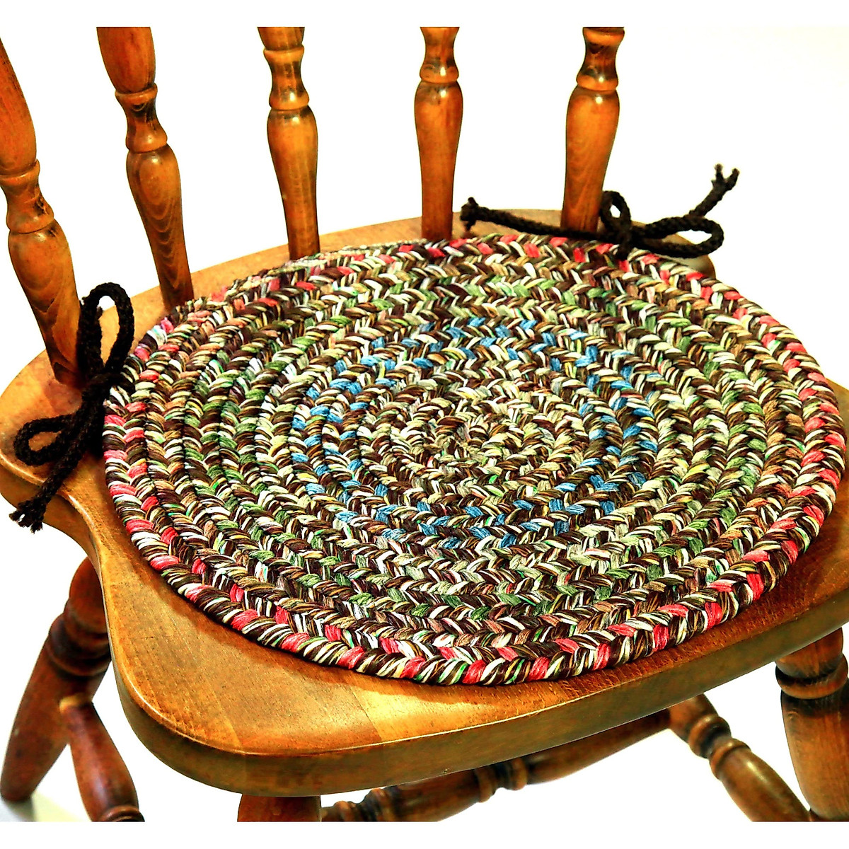 Rhody Rug Sophia SO45 Burgundy Red 15" x 15" Chair Pad Set-of-4 - Round Chair Cushion with Ties for Round Shaped Patios, Dining Room Seat - Seat Cushions, Ideal as Home Decor - Made in USA