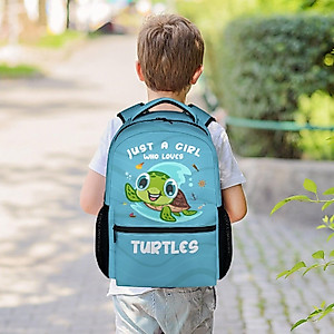 KAXVZER Sea Turtle Backpack for Girls - 16 Inch Blue Backpacks for School - Cute Lightweight Bookbag for Kids