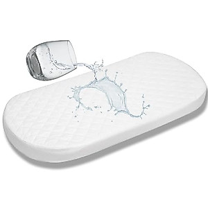 First Essentials Bassinet Cradle Mattress Pad (Oval, 12X26) for Newborn Comfort Breathable Easy Clean Hypoallergenic Waterproof Made in USA