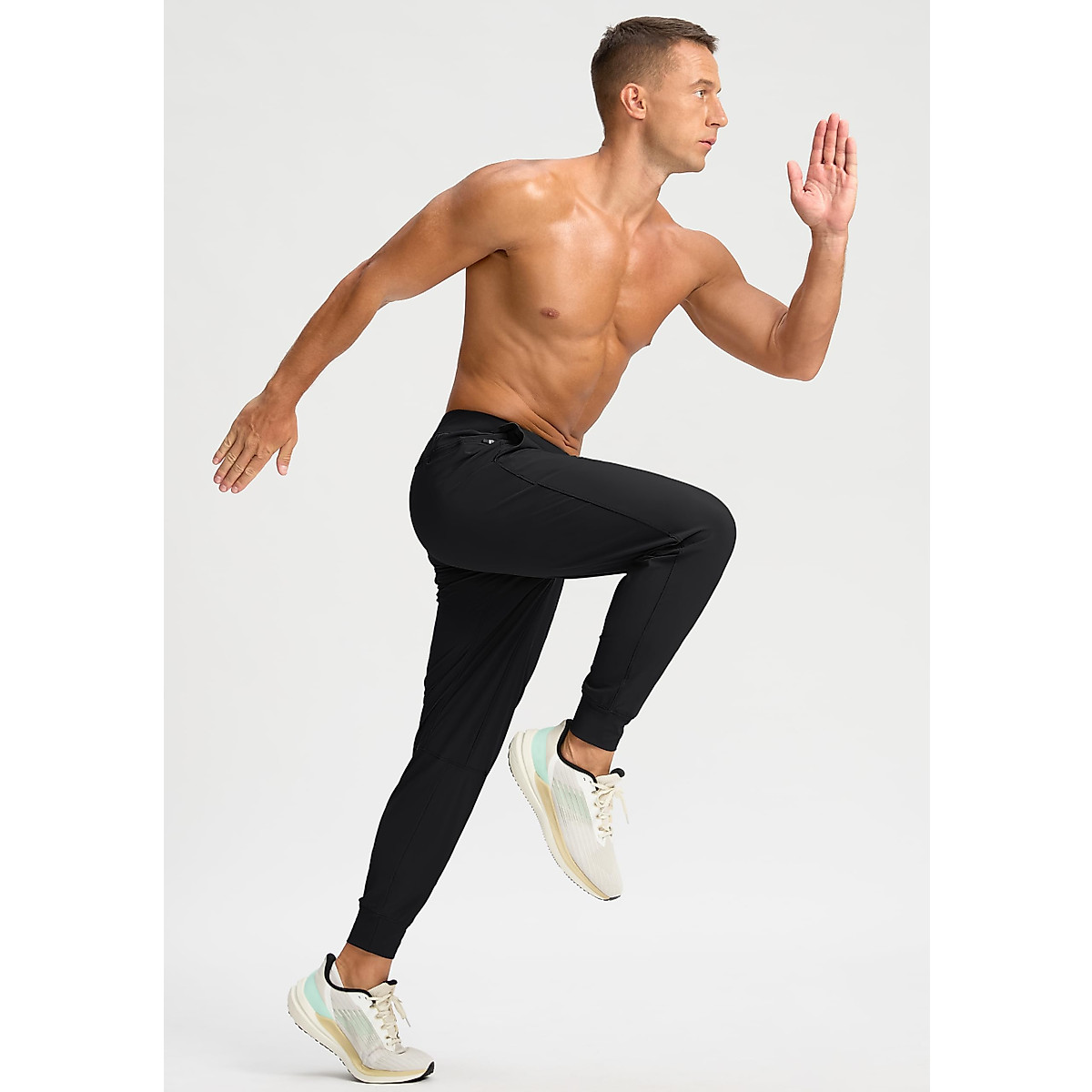 Soothfeel Men's Jogger Pants with Zipper Pockets Lightweight Athletic Workout Pants Gym Golf Joggers for Men Track Running (Black, XS)