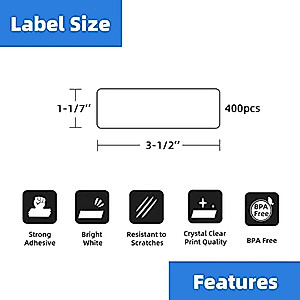 Printholic - 12 Rolls Compatible with Brother DK 1201 (1-1/7" x 3-1/2") Labels Barcode Shipping Labels - 400/Roll DK Adress Labels for Brother QL Label Printers - Include 1 Detachable Frame