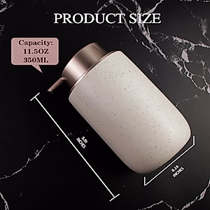 GIRLUFO White Soap Dispenser,Kitchen Foaming Ceramic Soap Dispenser with Champagne Gold Pump,Foam Soap Dispenser for Cleanser Essence,Shower Gel,11.5OZ Sanitizer Dispenser