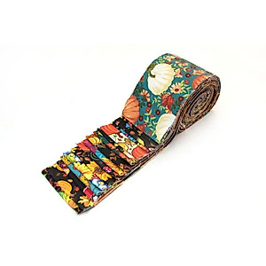 16 Pcs Fabric Strips Cute, Beautiful 100% Cotton Fabric Quilting Strips, Width 5 inch Length 44 inch, Gift Fall and Harvest Jelly Roll pre Cut Strips Quilt Fabric, DIY Blanket