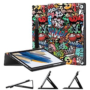 E NET-CASE Case for Samsung Galaxy Tab A8 10.5 inch 2022 (SM-X200/X205/X207) Slim Lightweight Multi-Viewing Angles Tri-Fold Stand Cover with Hard Back Shell