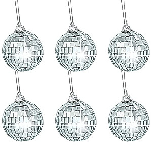 Gondiane 6 Pcs 2 Inches Disco Ball Ornaments Silver Mirror Balls for Christmas Tree Wedding Party Decoration