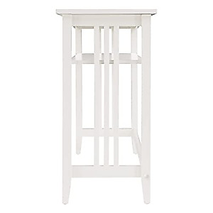 OSP Home Furnishings Sierra 36-Inch Foyer Table with Lower Storage Shelf and Mission Style Side Panels, White