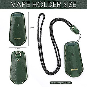 GELVTIC Leather Vape Holder Pouch Necklace Lanyard, Protective Case Cover for Vape Device Electronic Cigarette, Vape Carrying Case Bag Pocket (Green)