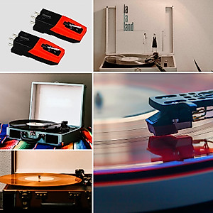 2PCS Record Player Cartridge with 2PCS Record Player Needle Turntable Needles Record Player Stylus Record Player Needle Replacement Accessories for Vinyl Record Player