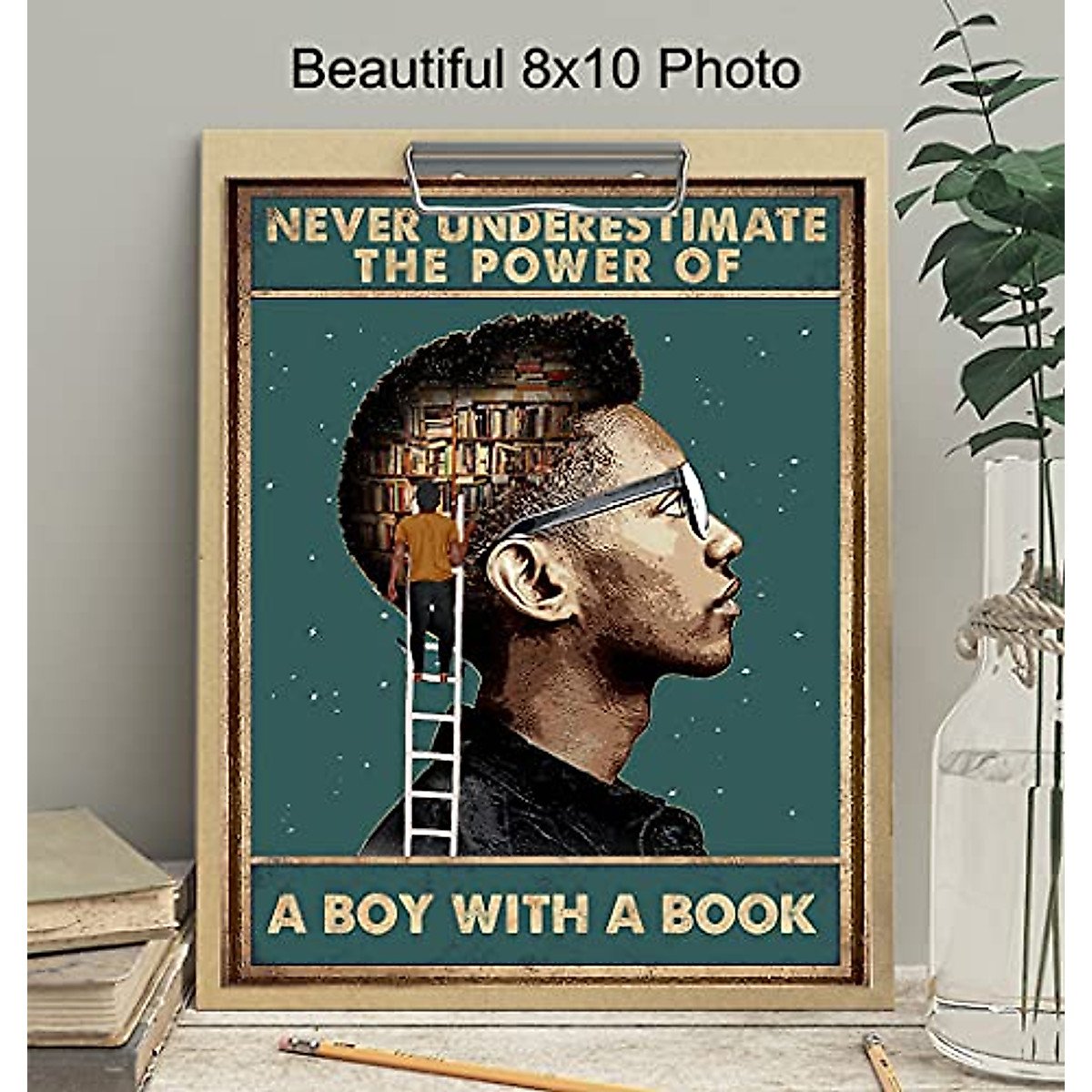 Black African American Wall Art - Inspirational Motivational Classroom Decor - Black Culture Poster - African American Man, Men, Boys, Son - Teacher Gifts - Positive Quotes - Black Pride